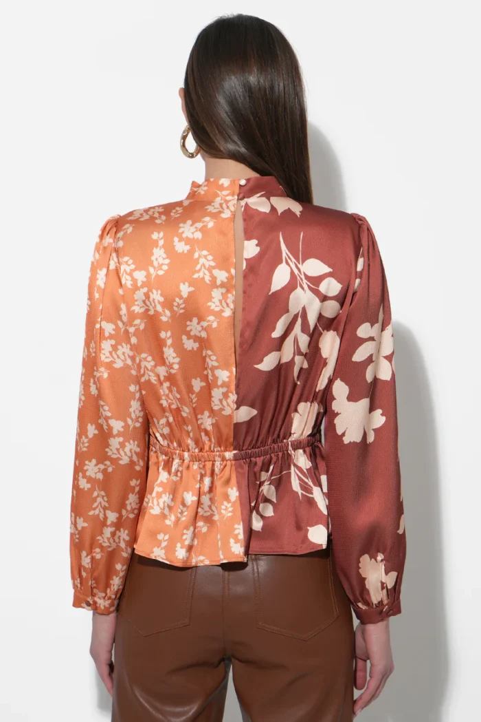 RUIZA TWO TONED MOCK NECK BLOUSE - Sassy Styles